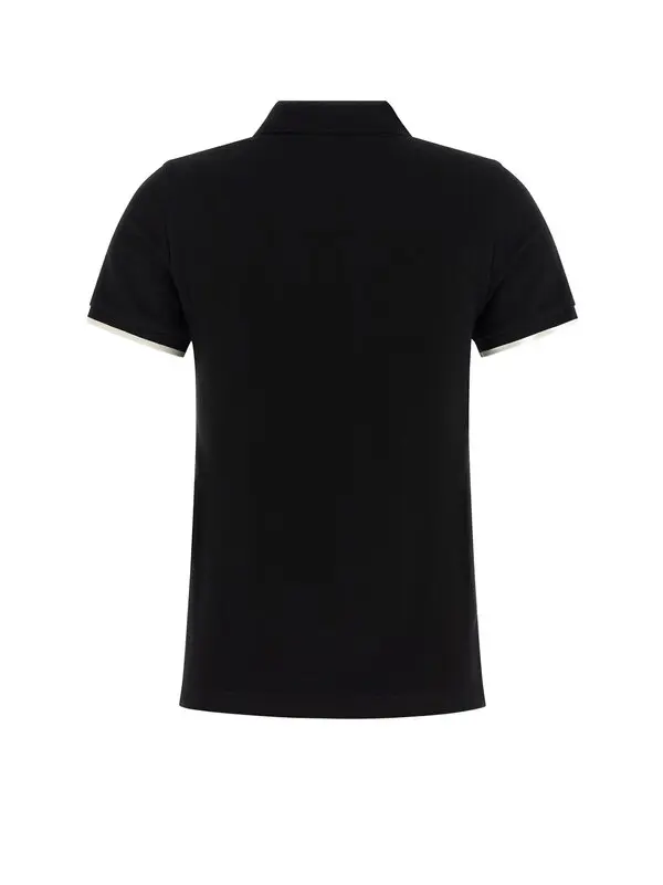 Moncler Logo Patch Short Sleeve Polo Shirt - Black