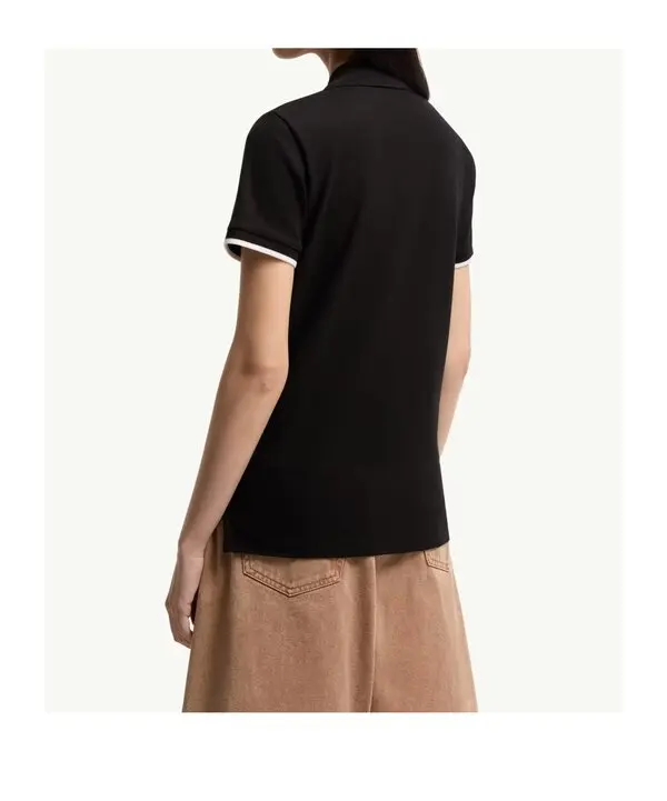 Moncler Logo Patch Short Sleeve Polo Shirt - Black