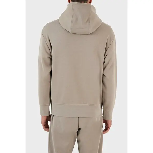 Emporio Armani Logo Patterned Hooded Sweater - Nude