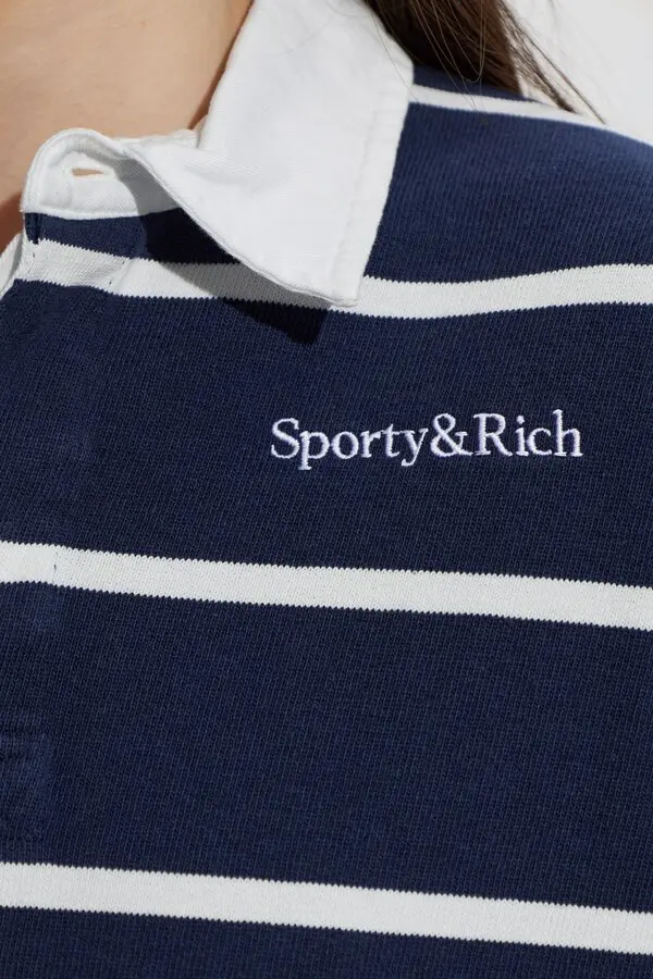 SPORTY  RICH Sporty & Rich Striped Cropped Rugby Shirt