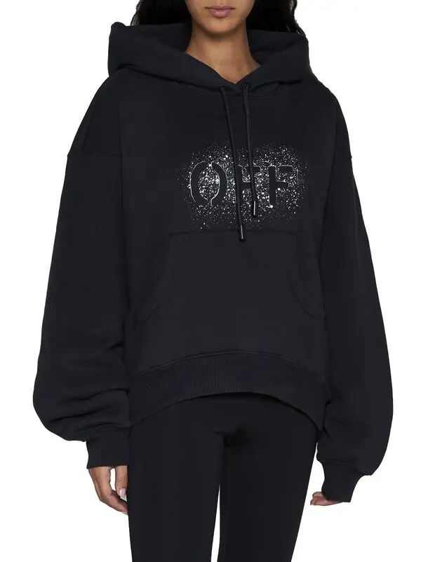 Off-White Drawstring Long-sleeved Hoodie