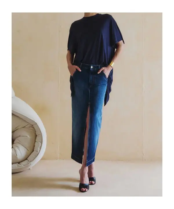 DARKPARK Erika Denim Midi Skirt - Black