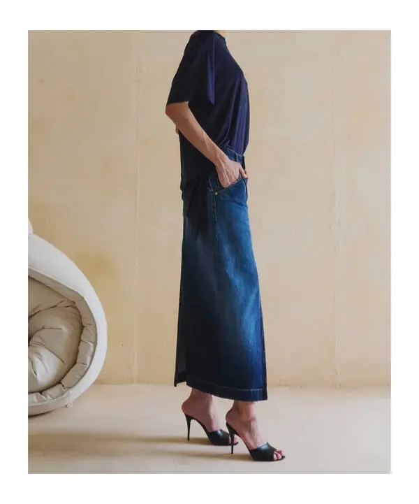 DARKPARK Erika Denim Midi Skirt - Black
