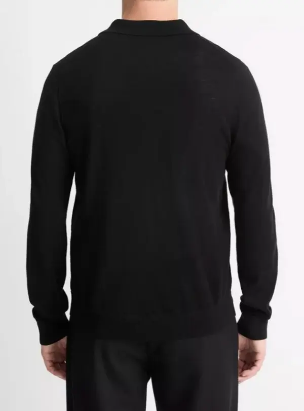 Vince Merino Knit Polo Shirt - Black