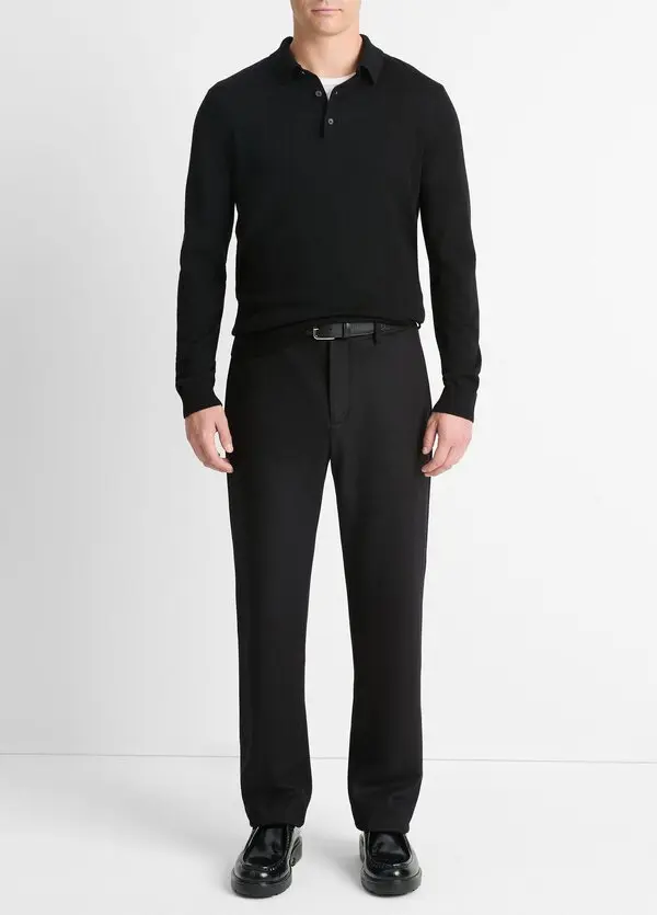 Vince Merino Knit Polo Shirt - Black