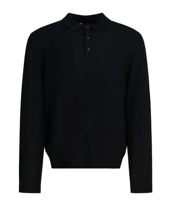 Vince Merino Knit Polo Shirt - Black
