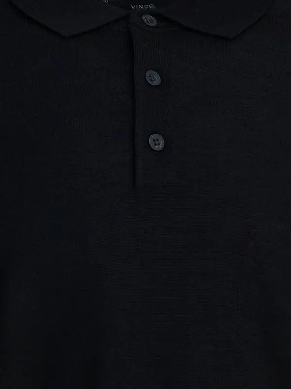 Vince Merino Knit Polo Shirt - Black