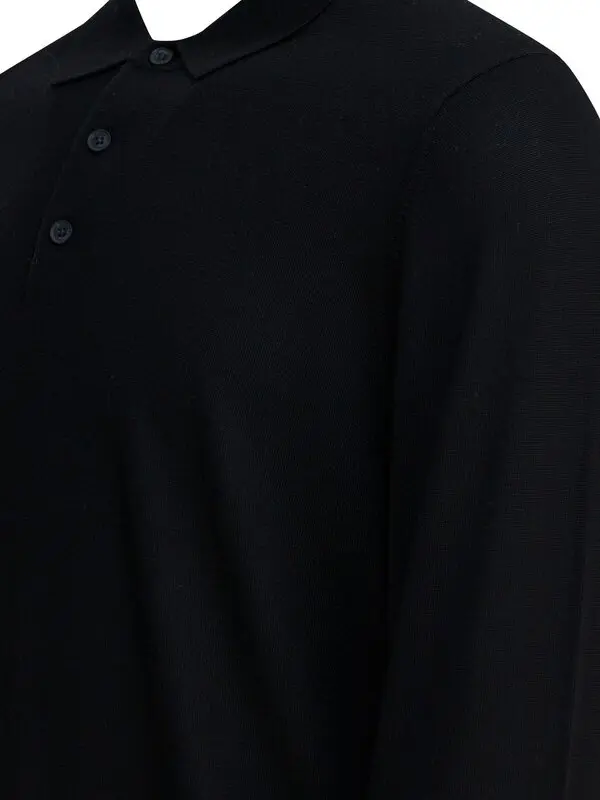 Vince Merino Knit Polo Shirt - Black