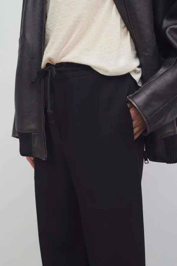 THE ROW High Waist Drawstring Pants - Black