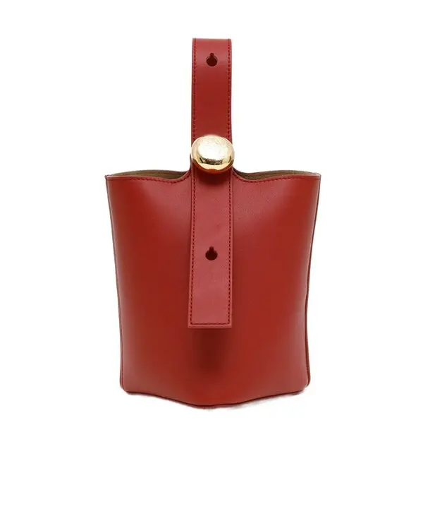 Loewe Mini Pebble Bucket In Smooth Calfskin - Red