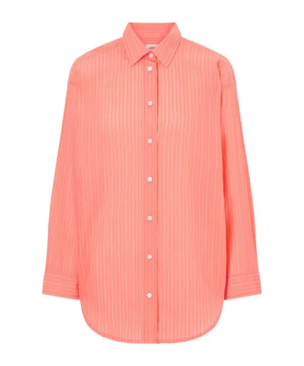 AGOLDE Sona Striped Cotton-blend Shirt - Pink
