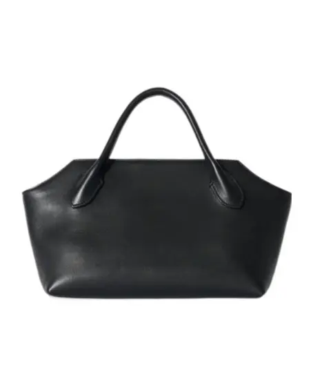 THE ROW Terrasse Bauletto Leather Tote Bag - Black