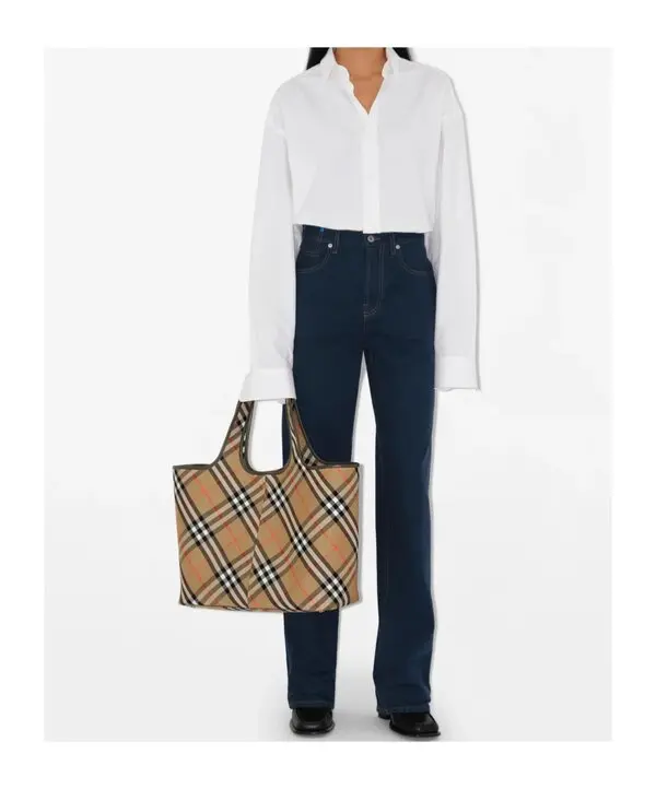 Burberry Vintage Checked Medium Tote Bag - Sand-colored