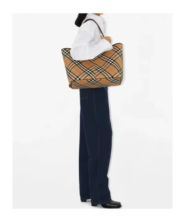 Burberry Vintage Checked Medium Tote Bag - Sand-colored