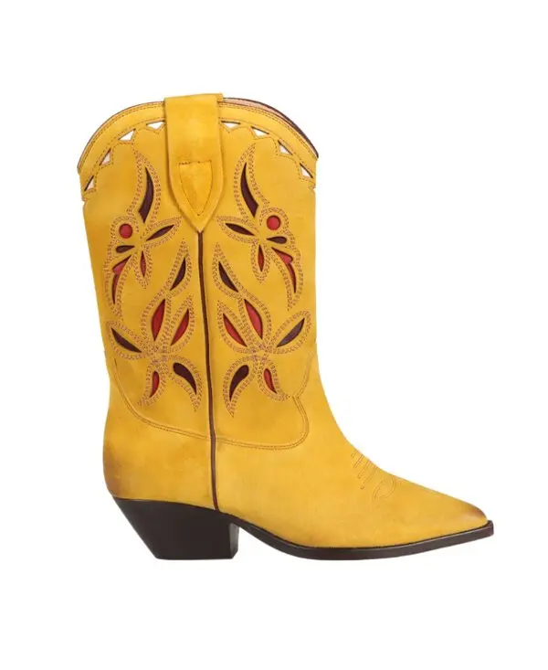 Isabel Marant Étoile Duerto Suede Cowboy Boots - Yellow