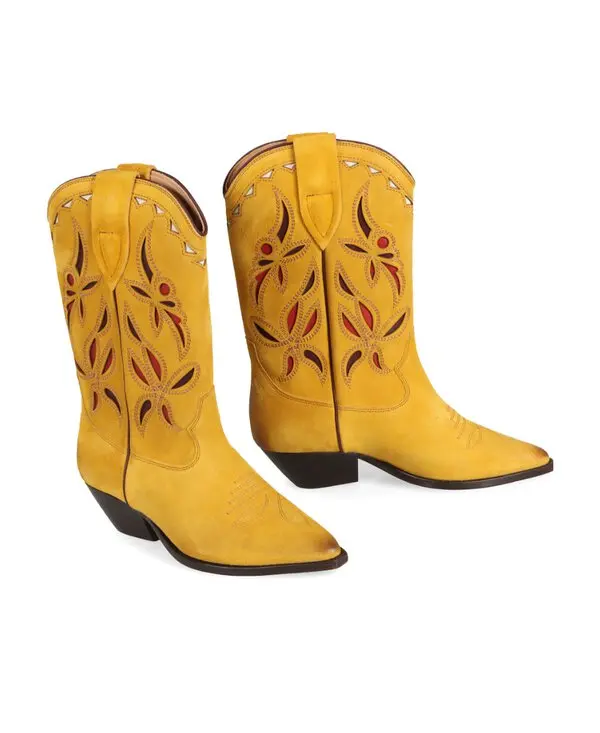Isabel Marant Étoile Duerto Suede Cowboy Boots - Yellow