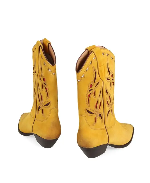Isabel Marant Étoile Duerto Suede Cowboy Boots - Yellow