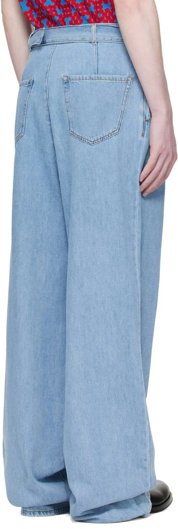 Dries Van Noten Belted Pleated Jeans - Blue