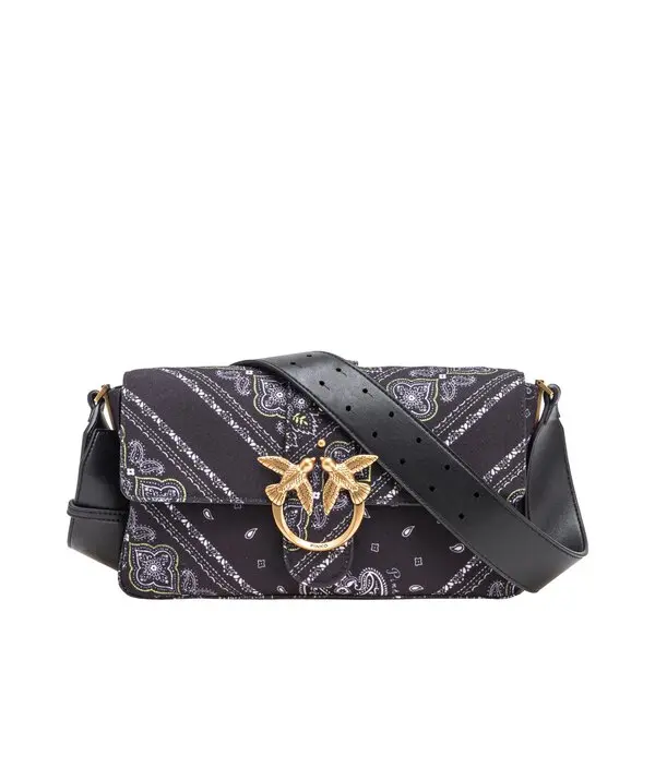 Pinko Flap Shoulder Bag With Adjustable Strap - Black