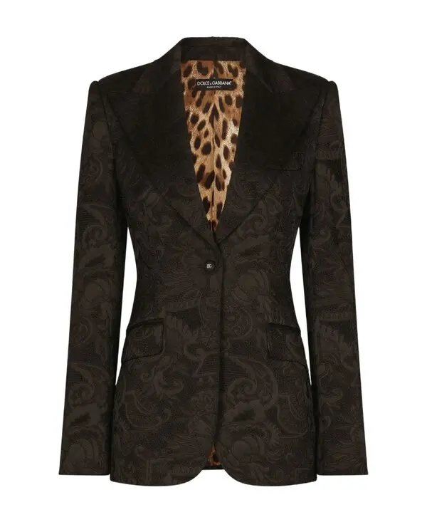 Dolce & Gabbana Ornamental Jacquard Single-breasted Blazer - Black