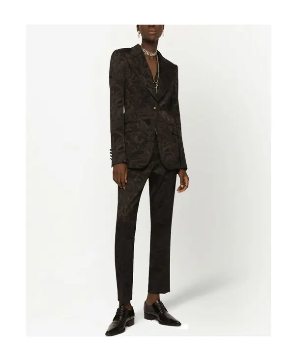 Dolce & Gabbana Ornamental Jacquard Single-breasted Blazer - Black