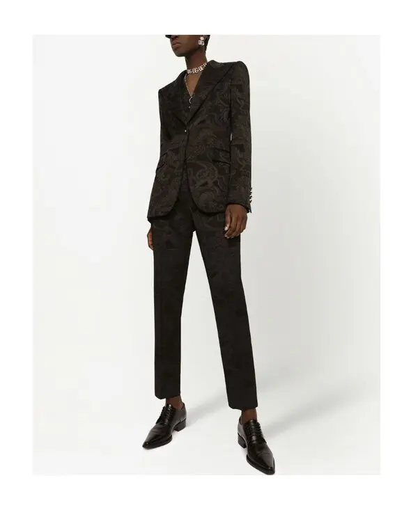 Dolce & Gabbana Ornamental Jacquard Single-breasted Blazer - Black