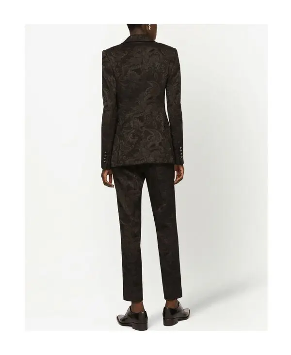 Dolce & Gabbana Ornamental Jacquard Single-breasted Blazer - Black