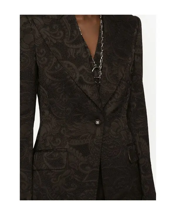 Dolce & Gabbana Ornamental Jacquard Single-breasted Blazer - Black