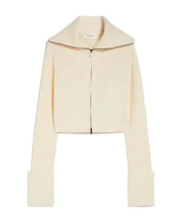 Sportmax Ribbed Knit Zip-up Cardigan - Nude