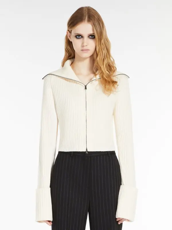 Sportmax Ribbed Knit Zip-up Cardigan