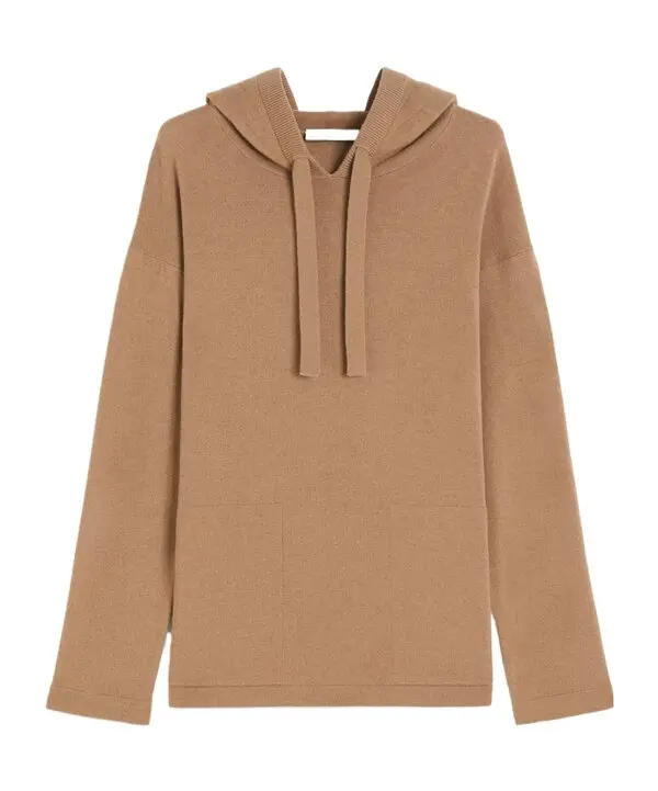 Max Mara Eroico Drawstring Knitted Hoodie - Camel