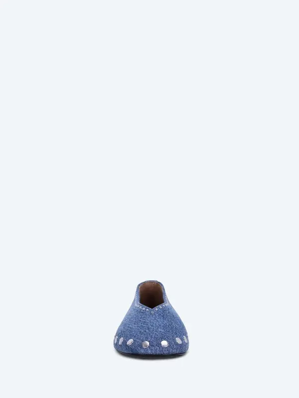 GANNI Round Toe Ballet Flats With Stud Embellishments