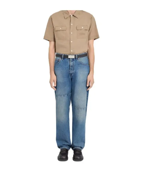 MAISON MARGIELA Logo Patch Straight Leg Jeans - Light Blue