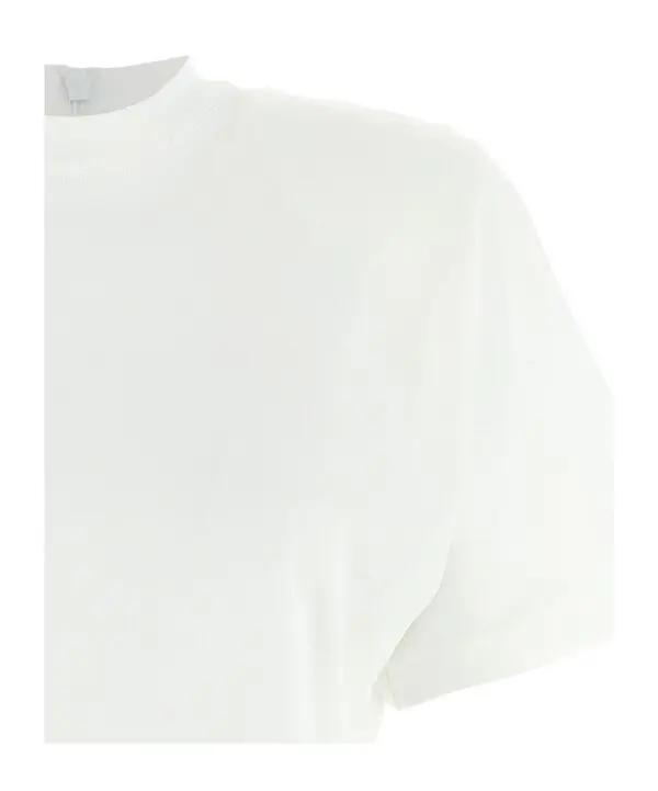 Pinko Crewneck Cropped T-shirt With Padded Shoulders And Back Zip Closure