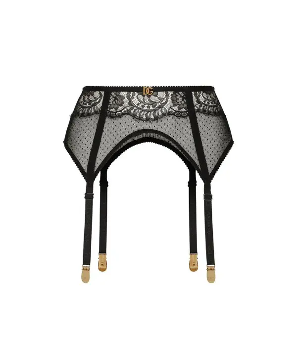 Dolce & Gabbana Logo Plaque Lace Garters - Black