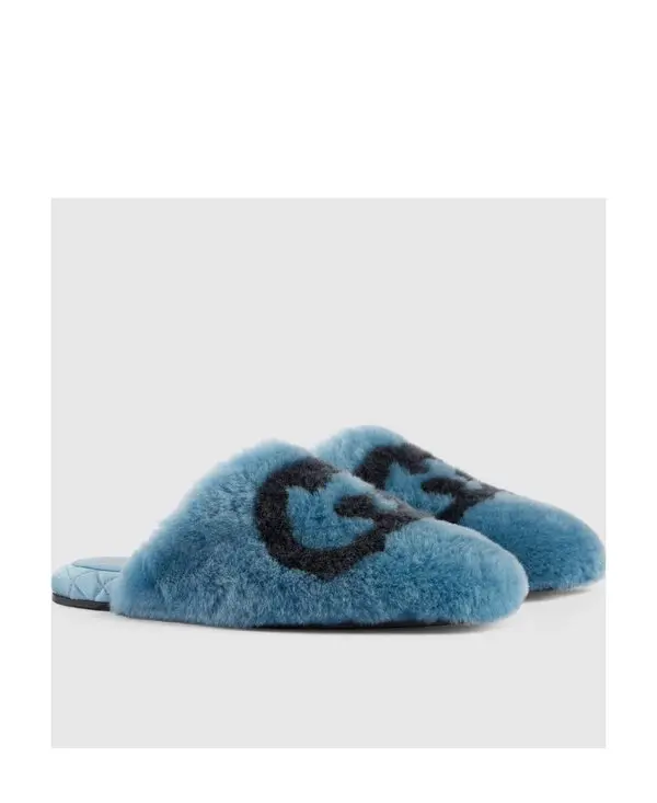 Gucci Fur Mules With Interlocking G Detail