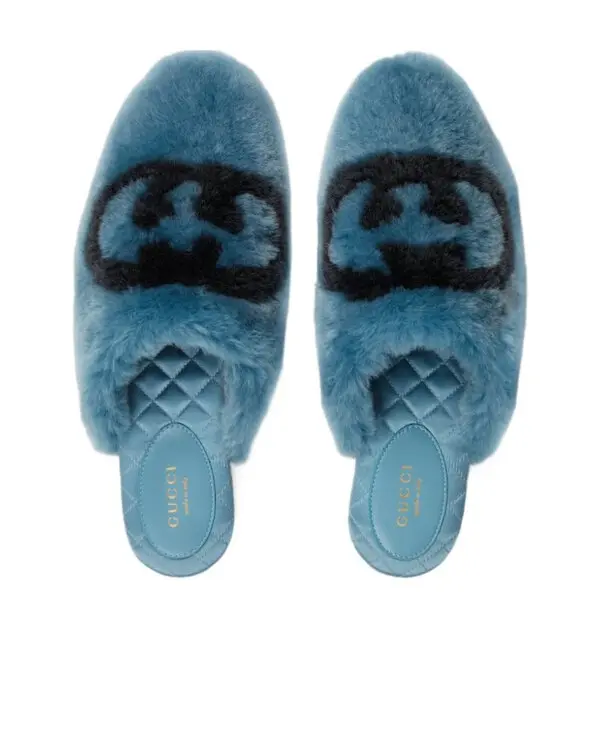 Gucci Fur Mules With Interlocking G Detail