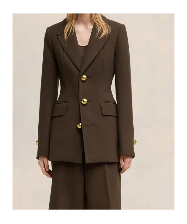 AMI Paris Single-breasted Tailored Blazer - Dark Brown