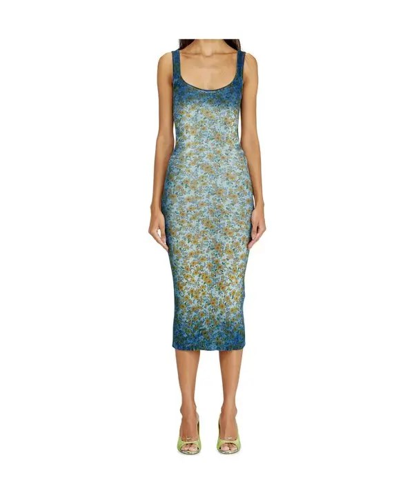 DIESEL® Floral Ribbed Knit Midi Dress