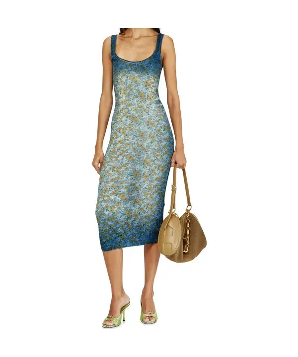 DIESEL® Floral Ribbed Knit Midi Dress