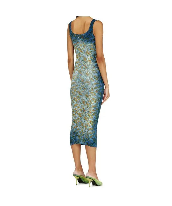 DIESEL® Floral Ribbed Knit Midi Dress