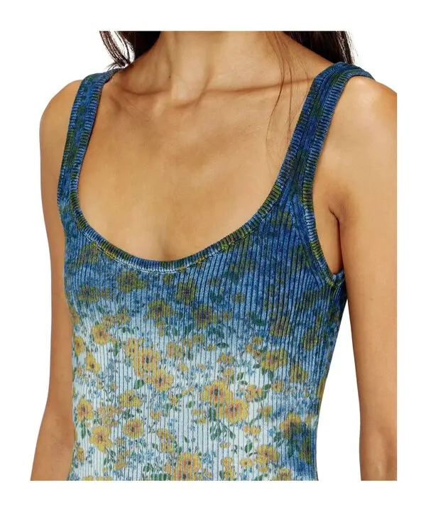 DIESEL® Floral Ribbed Knit Midi Dress