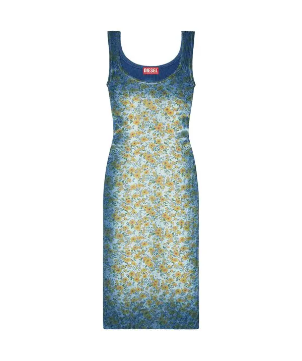 DIESEL® M-egita Ribbed Knit Floral Midi Dress - Blue