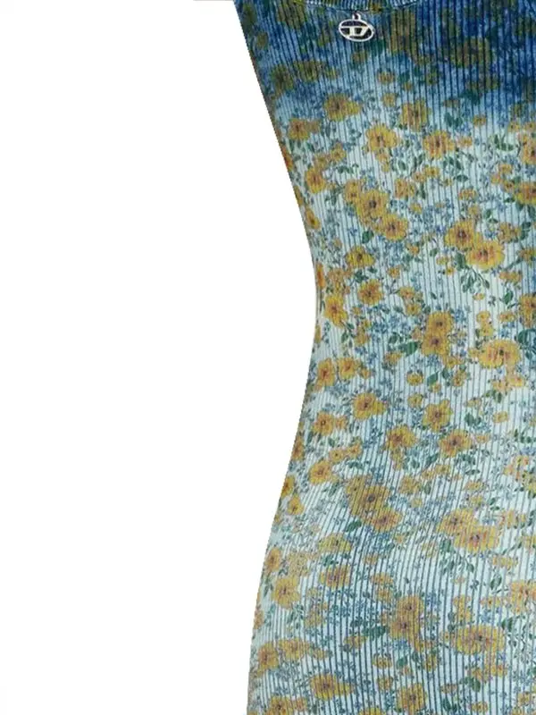 DIESEL® M-egita Ribbed Knit Floral Midi Dress