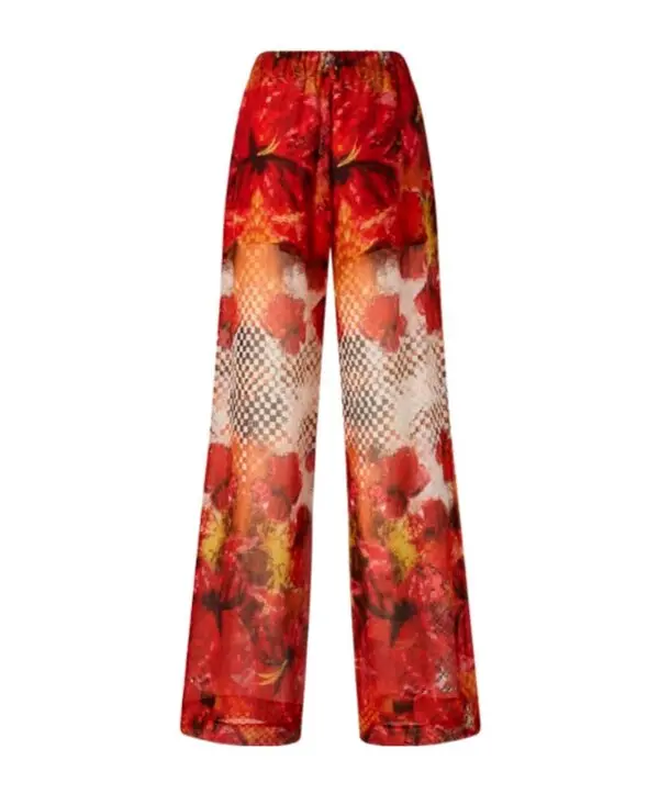 Pinko Printed Wide Leg Palazzo Pants - Red