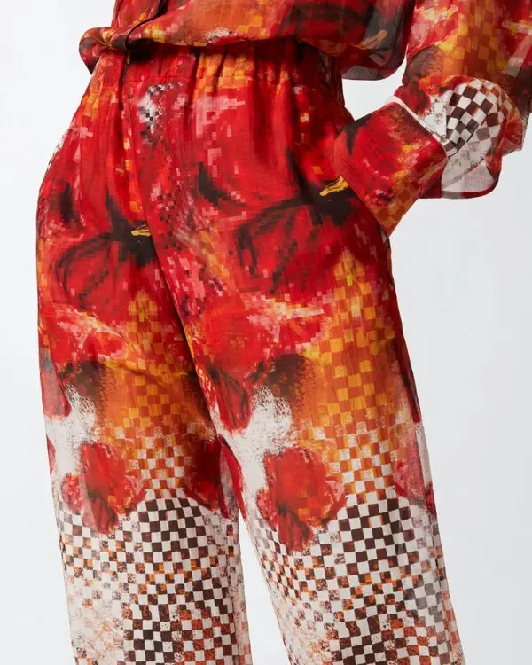 Pinko Printed Wide Leg Palazzo Pants - Red