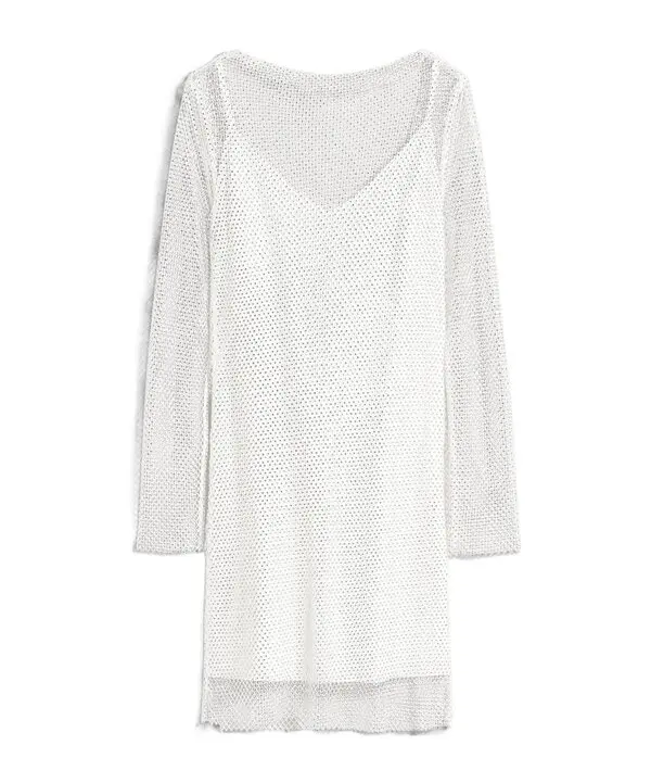 Max Mara Boat Neck Embellished Dress - White