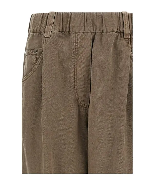 Brunello Cucinelli Straight-leg Trousers With Elasticated Waist - Brown