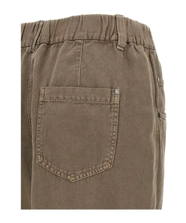 Brunello Cucinelli Straight-leg Trousers With Elasticated Waist - Brown