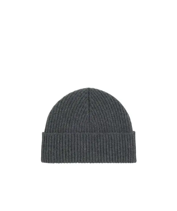 AMI Paris Logo Patch Knitted Beanie - Gray/red Blend